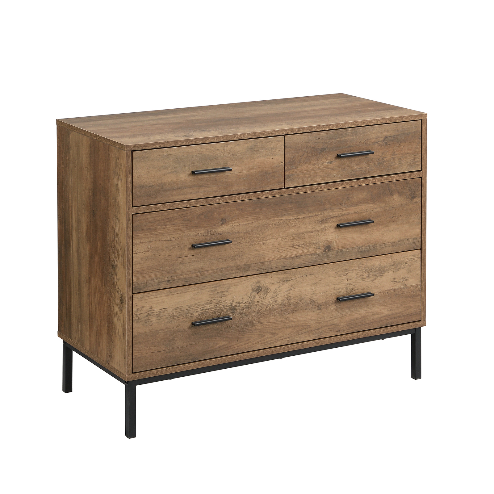 Bronx 4 Drawer Chest Industrial Tallboy Dresser with Black Metal Handle Stylish Storage Solution